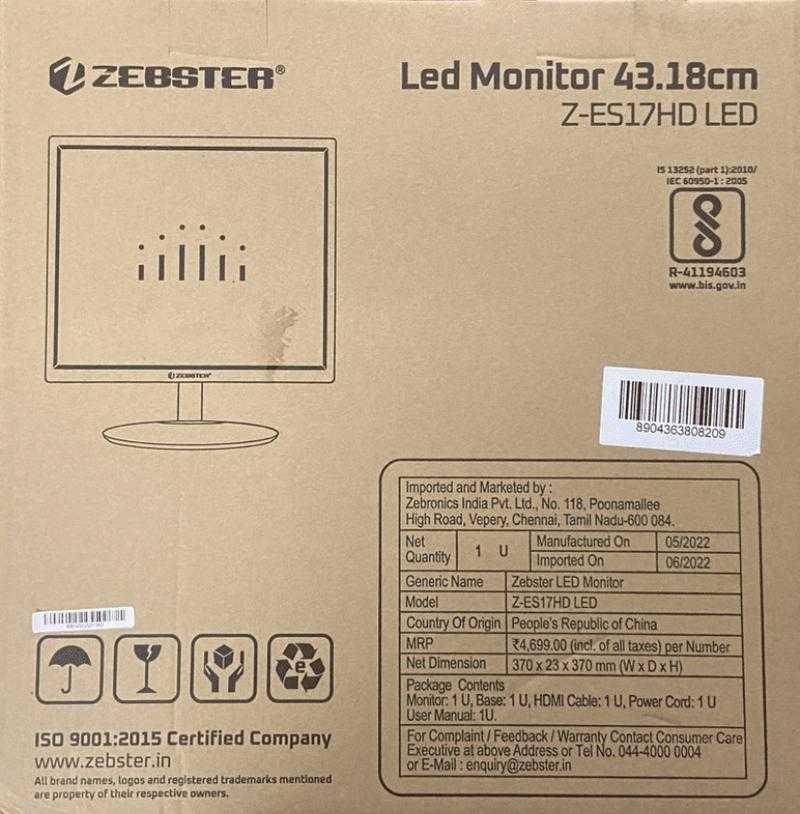 Zebster ZEB-VS17HD LED 17 Inch LED Monitor Udaan B2B Buying, 44% OFF